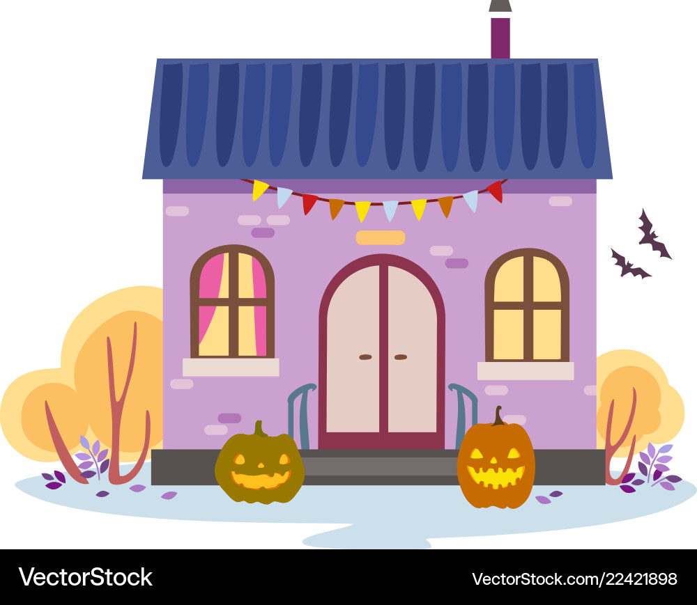 An autumn house decorated Royalty Free Vector Image