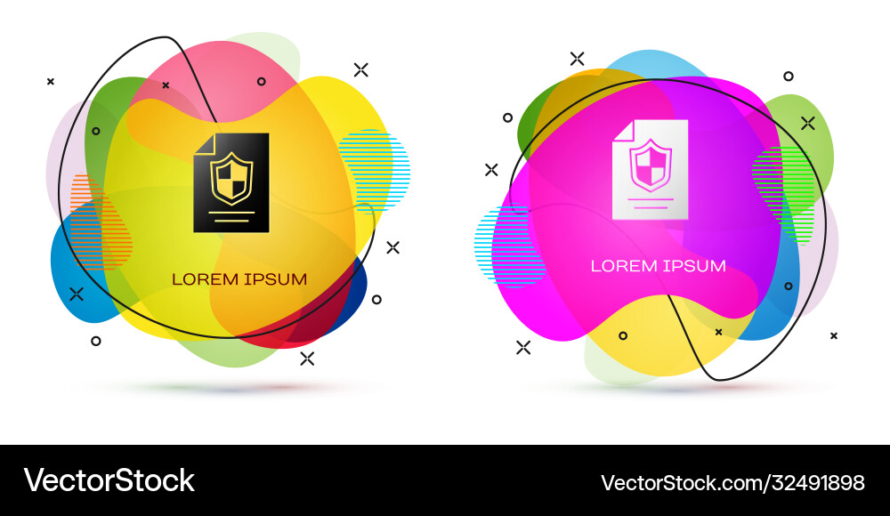Color contract with shield icon isolated on white Vector Image