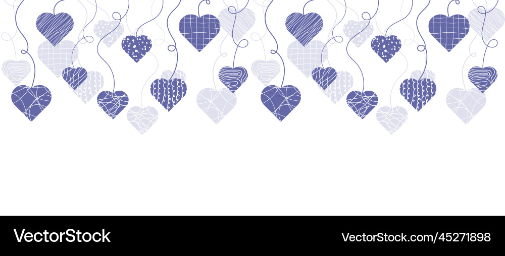 Cute hand drawn doodle hearts horizontal seamless Vector Image