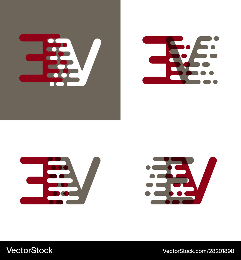 Ev letters logo with accent speed in drak red Vector Image