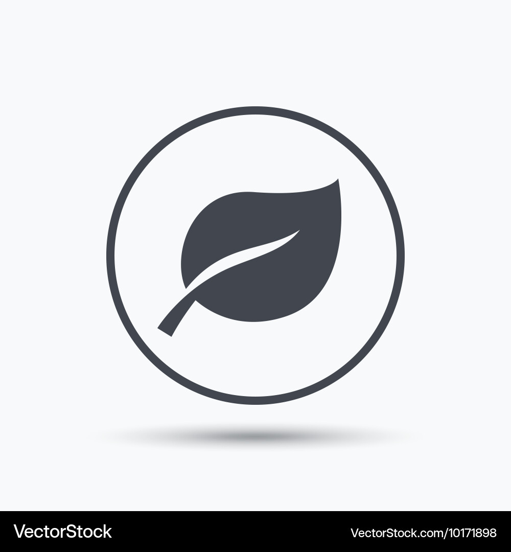 Leaf icon fresh organic product sign Royalty Free Vector