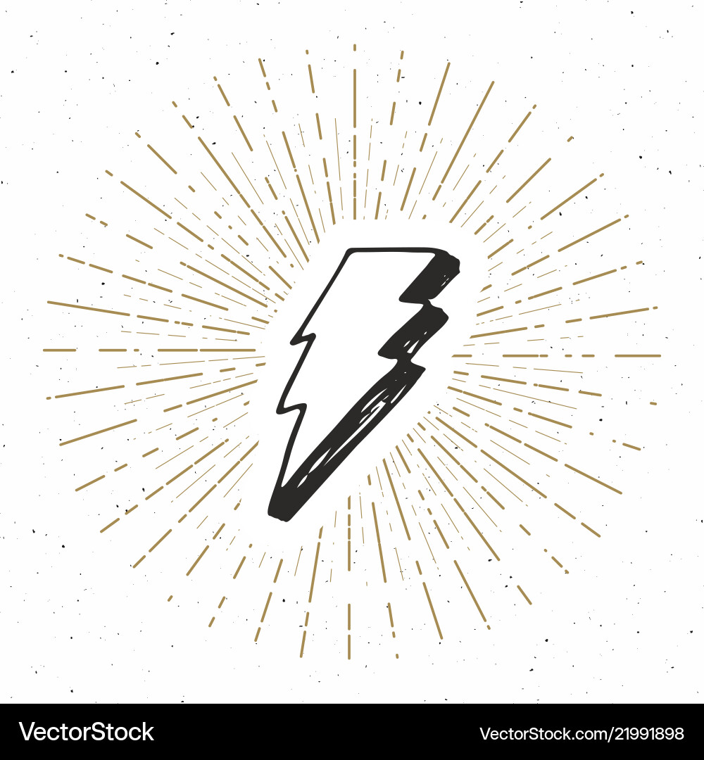 Lightning vintage label hand drawn sketch grunge Vector Image