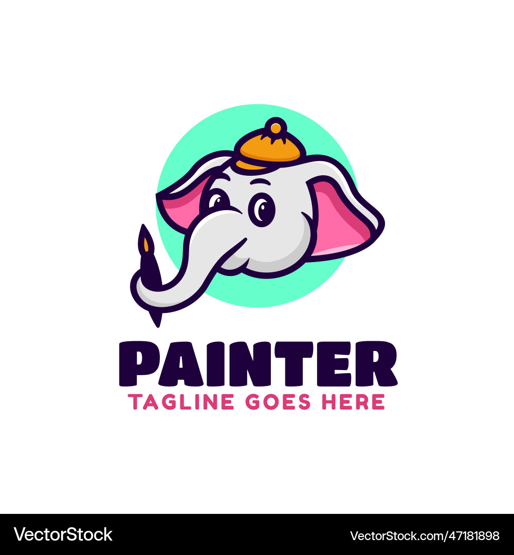 Logo painter mascot cartoon style Royalty Free Vector Image