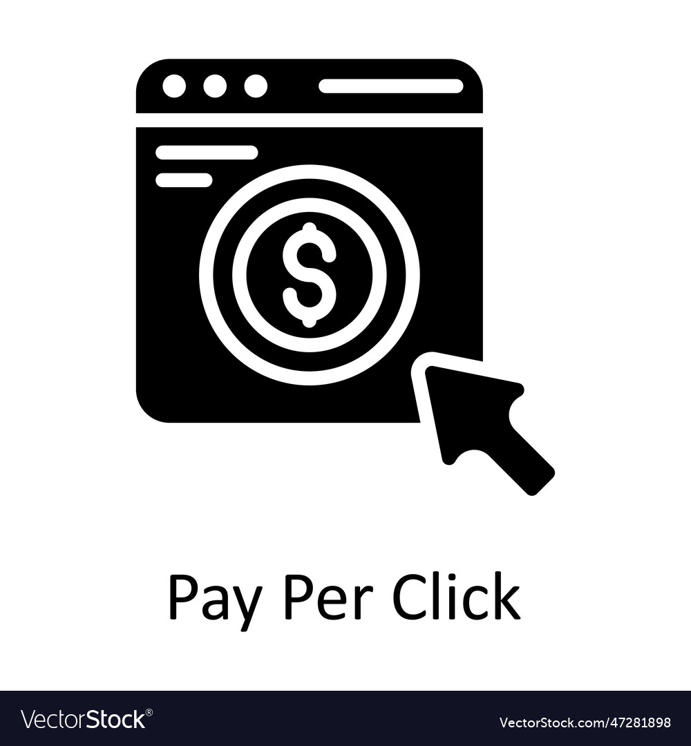 Pay per click solid icon design Royalty Free Vector Image