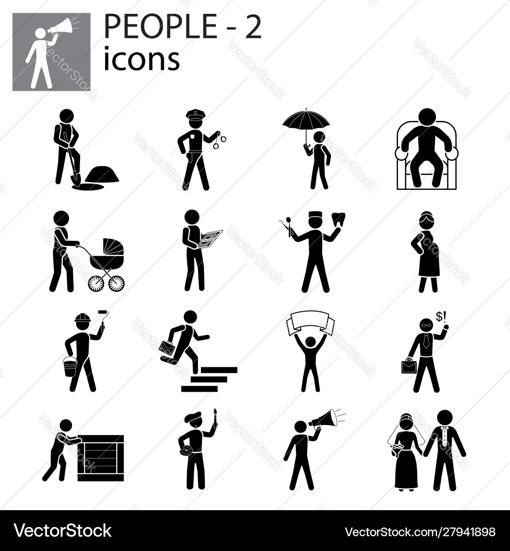 People icons set professions actions gestures Vector Image