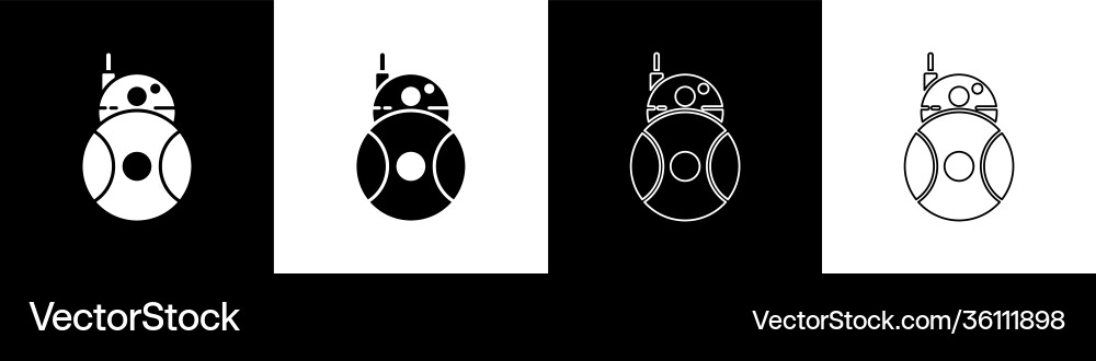 Set robot icon isolated on black and white Vector Image