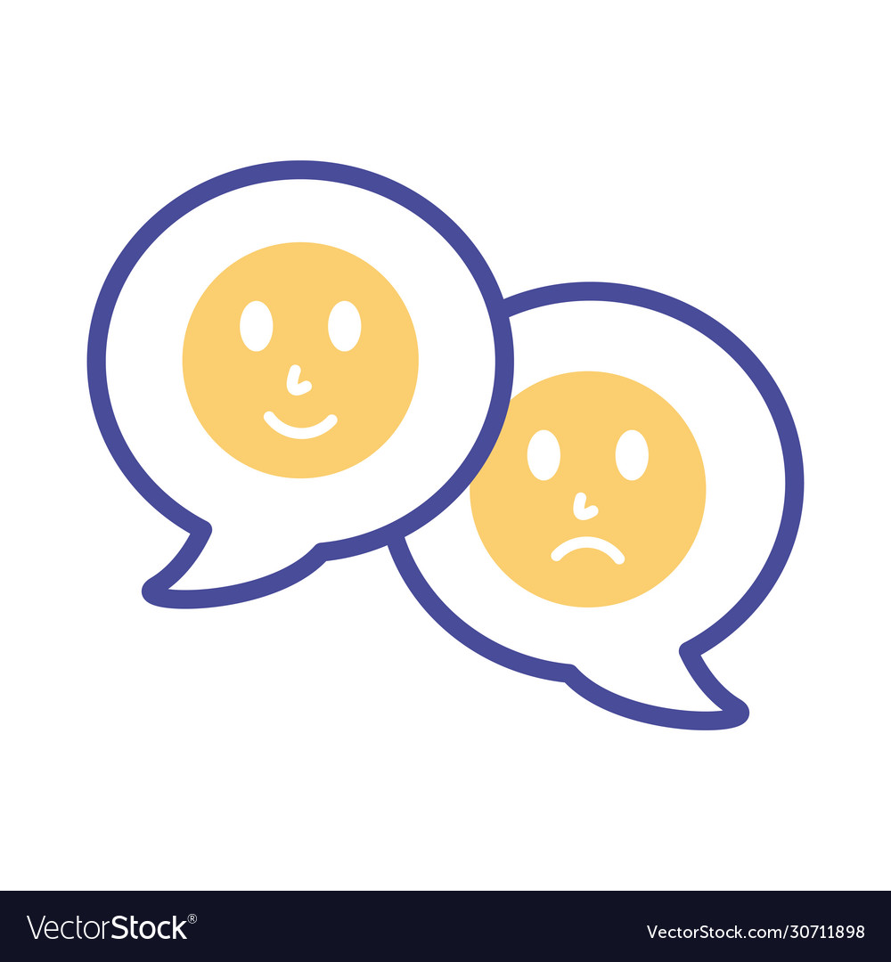 Speech bubbles with emojis mental health line Vector Image