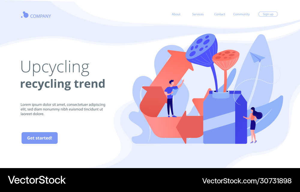 Upcycling concept landing page Royalty Free Vector Image