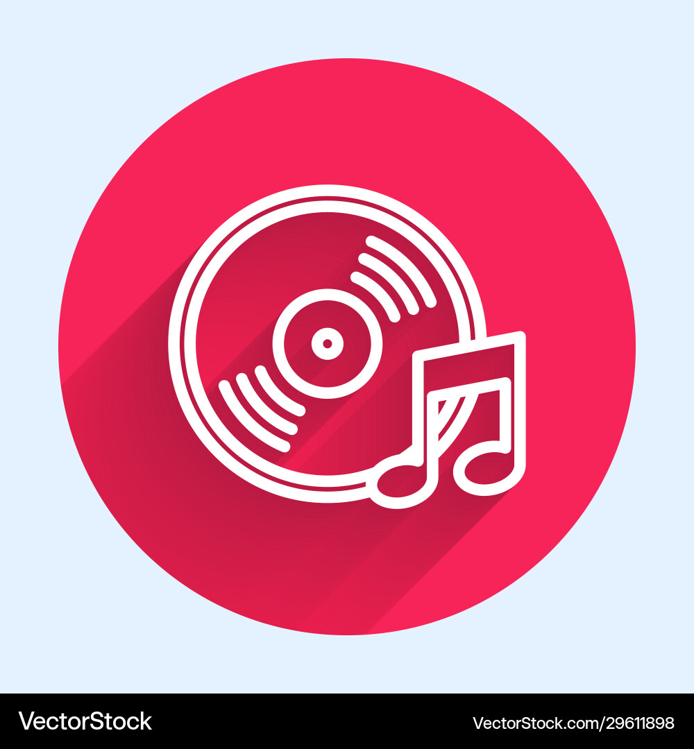 White line vinyl disk icon isolated with long Vector Image