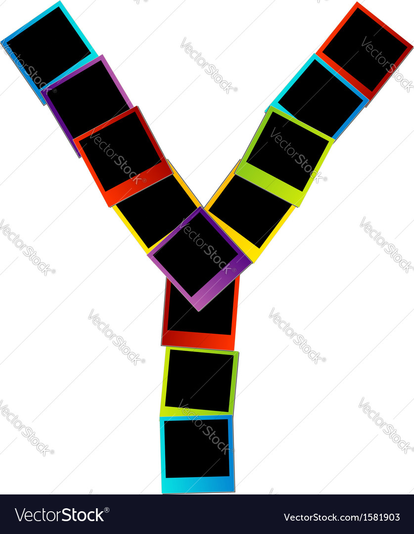 Alphabet y with colorful polaroids Royalty Free Vector Image
