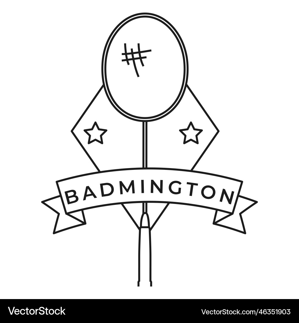 Badmington racket star rhomb badge stroke Vector Image