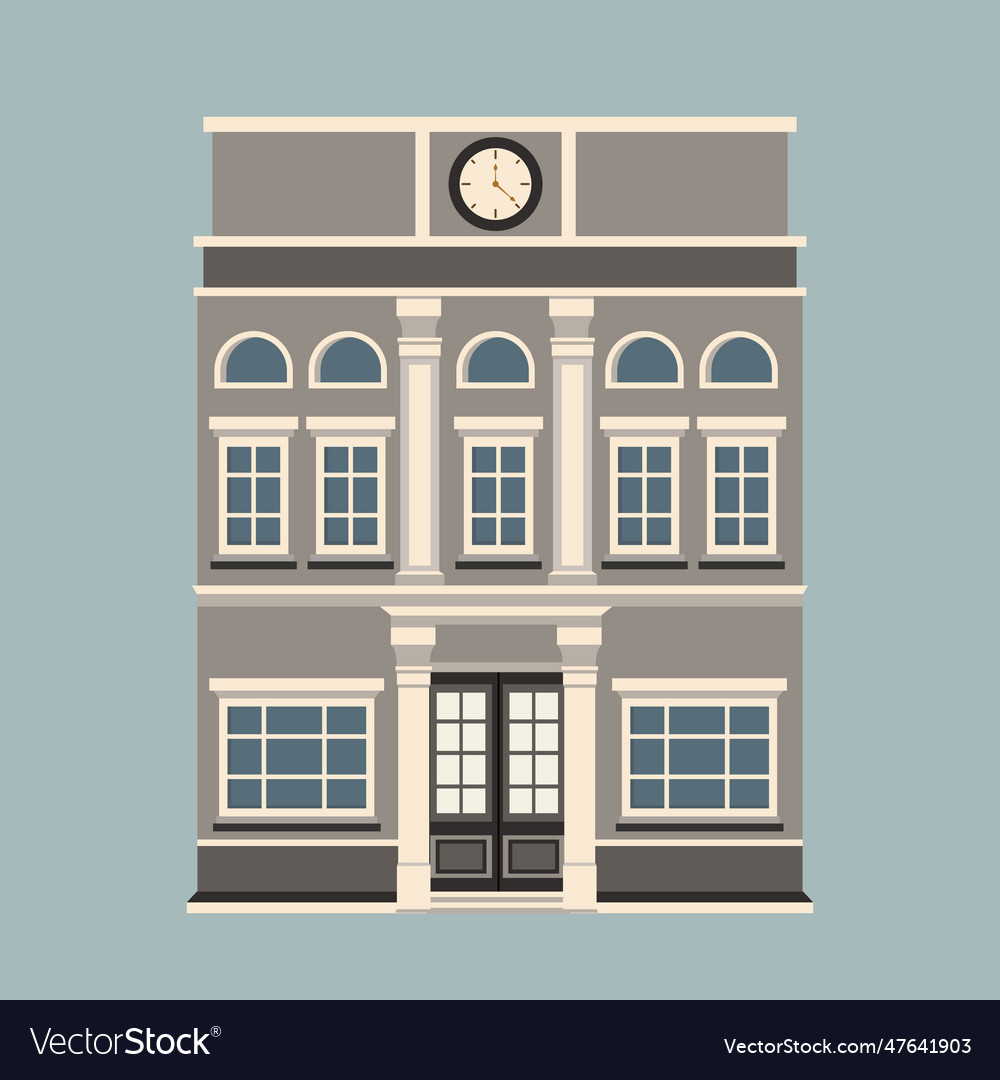 Classic building flat style Royalty Free Vector Image
