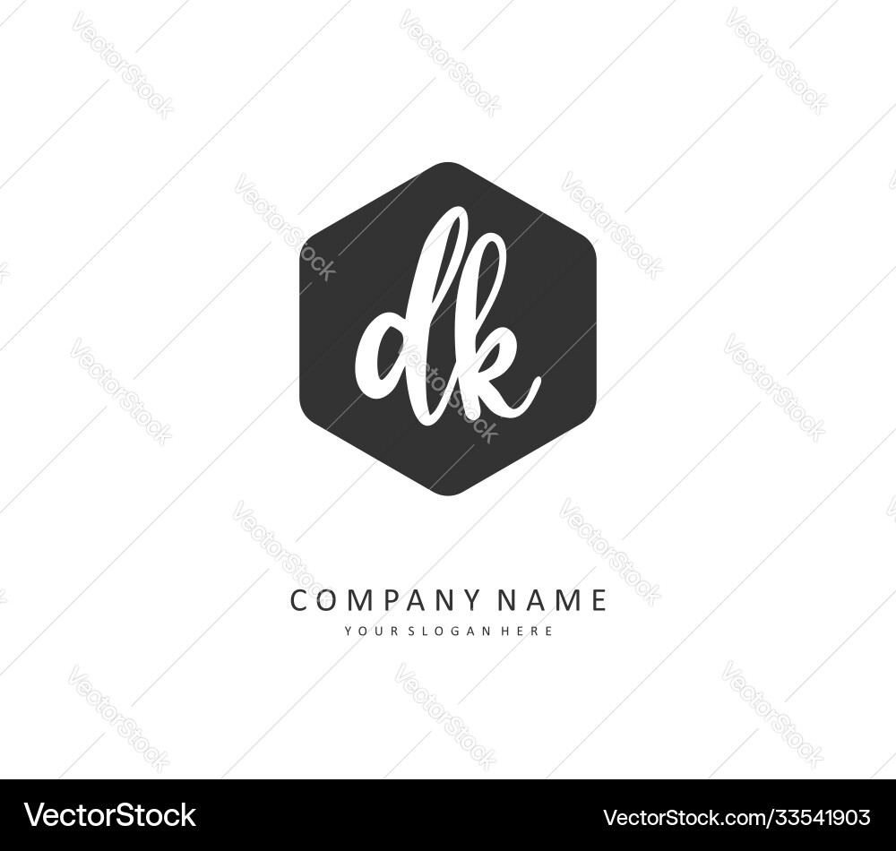 D k dk initial letter handwriting and signature Vector Image