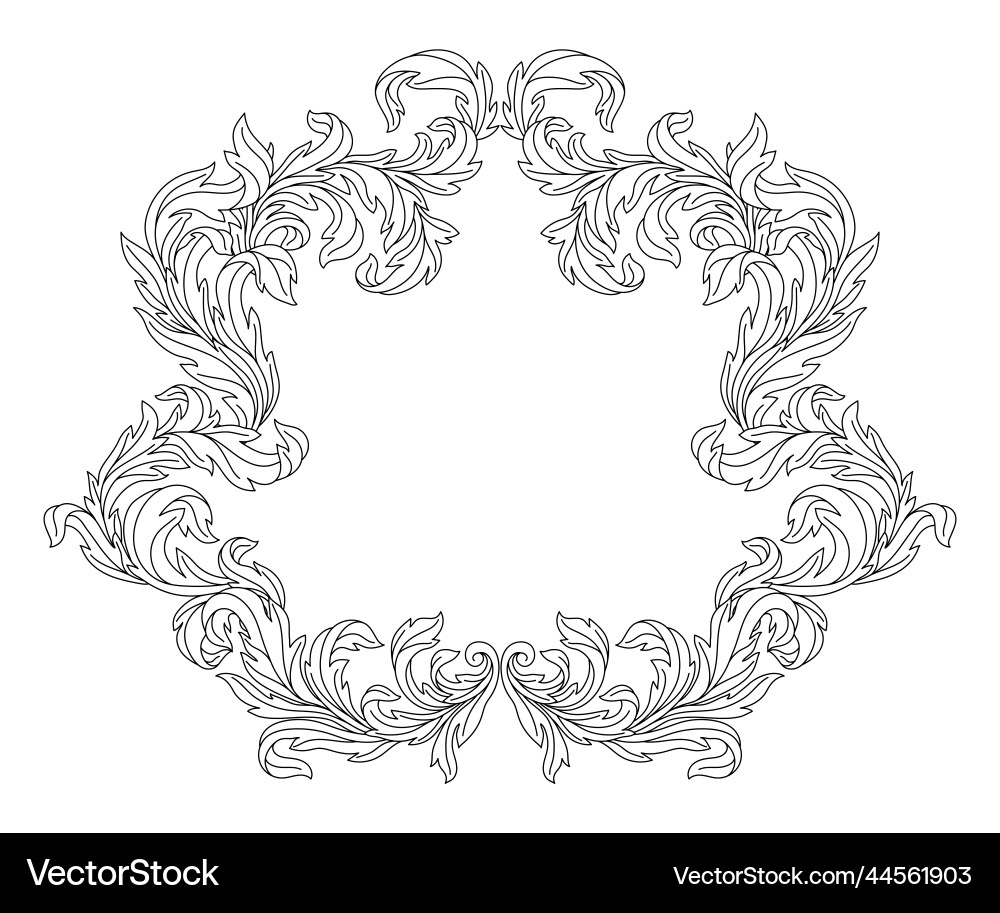 Decorative floral frame in baroque style engraved Vector Image