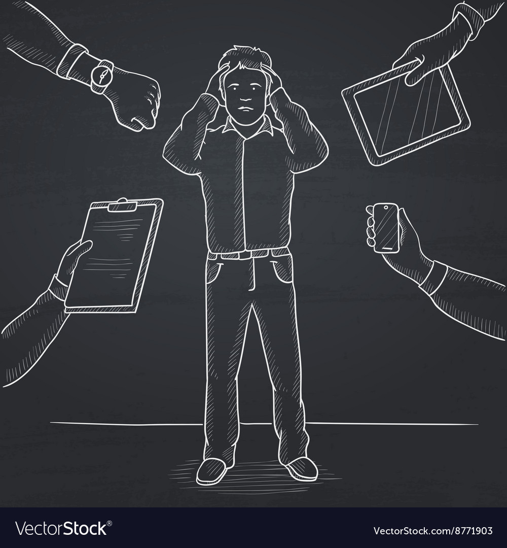 Desperate Man Clutching His Head Royalty Free Vector Image