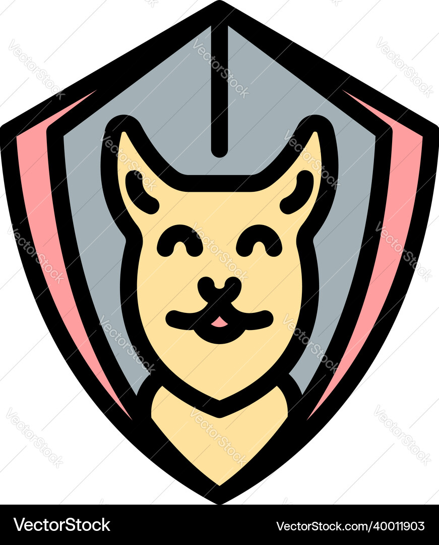 Dog shield protect icon color outline Royalty Free Vector