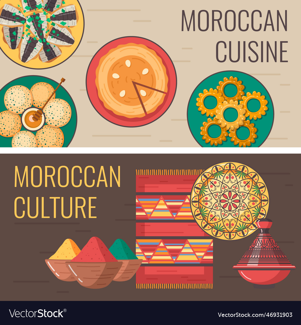 Moroccan cuisine banners set Royalty Free Vector Image