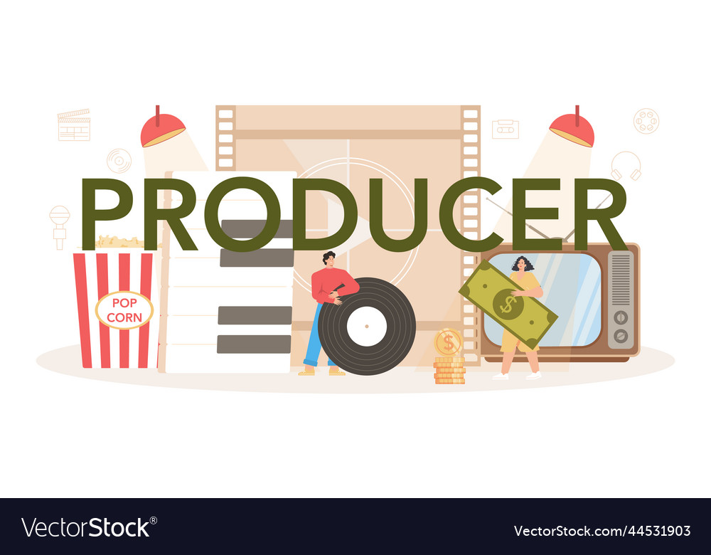 Producer typographic header film and music Vector Image