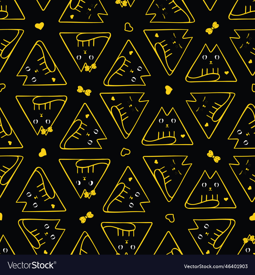 Seamless pattern with cute triangular cats Vector Image