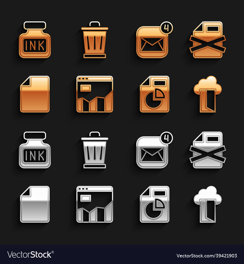 Set Graph Chart Infographic Delete File Document Vector Image