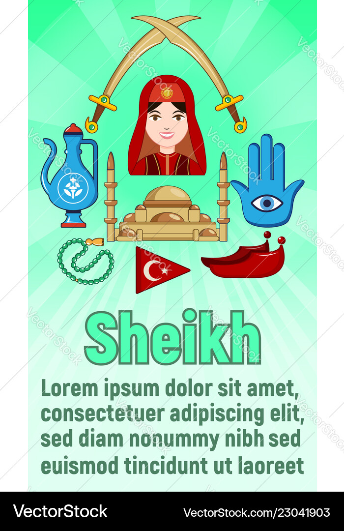 Sheikh concept banner cartoon style Royalty Free Vector