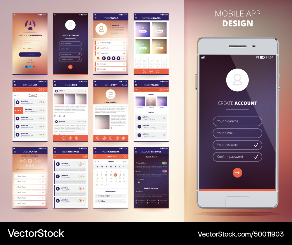Smartphone application templates Royalty Free Vector Image