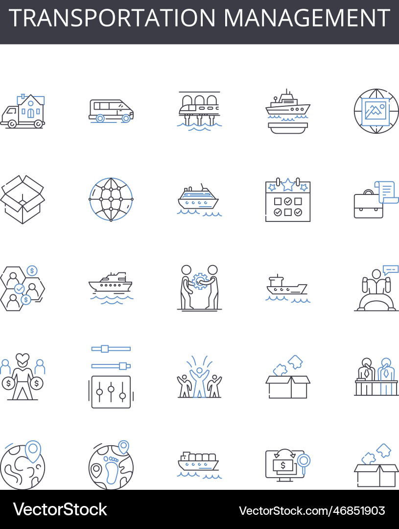 Transportation management line icons collection Vector Image