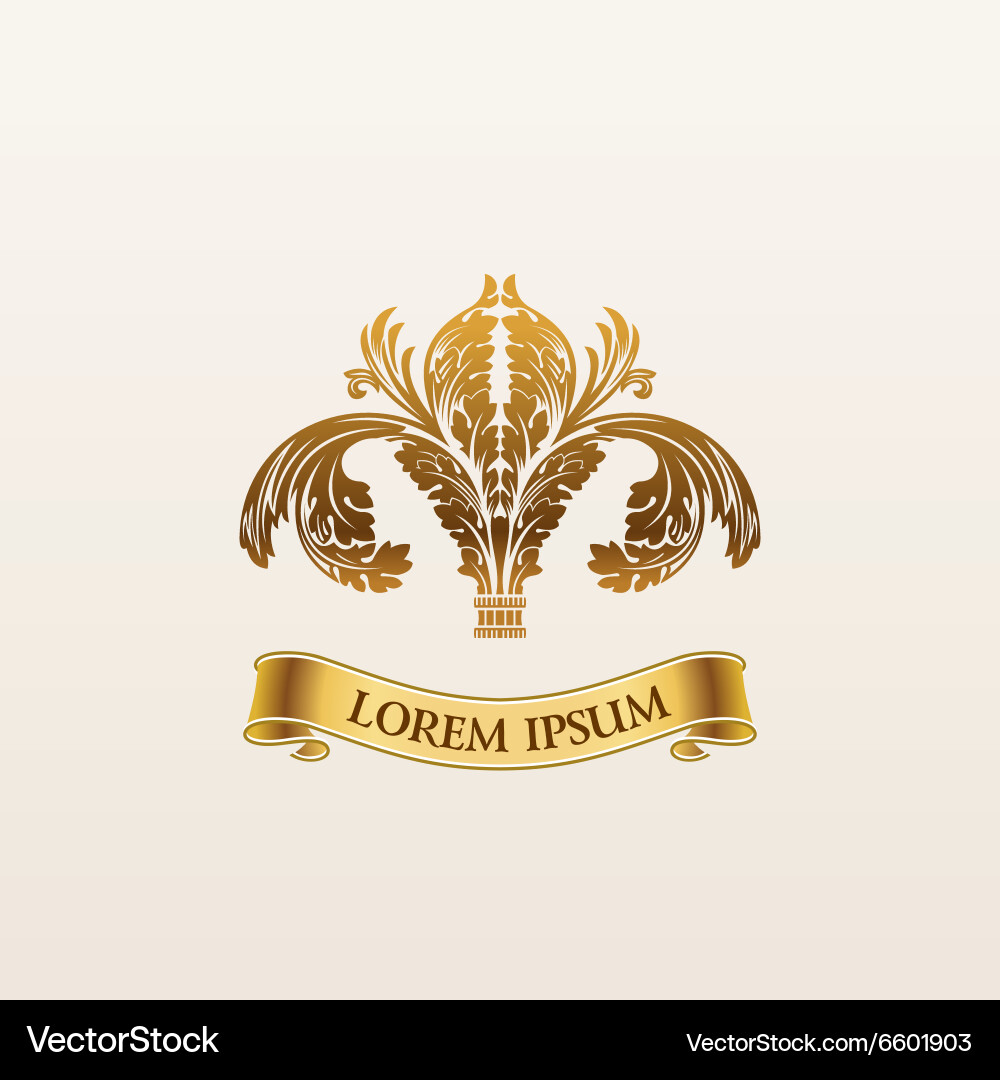 Vintage luxury gold emblem elegant Royalty Free Vector Image