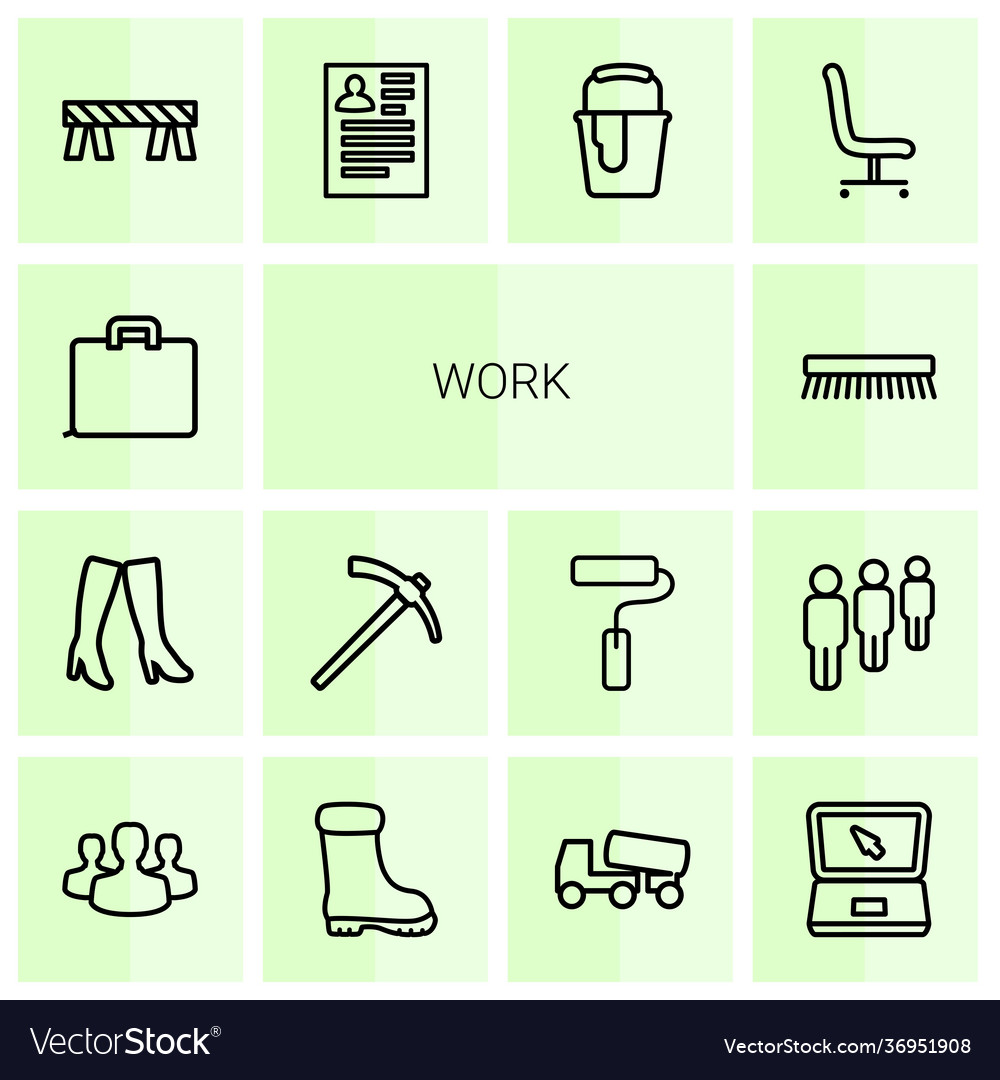 14 work icons Royalty Free Vector Image - VectorStock