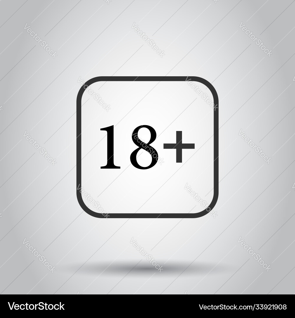 18 plus icon in flat style adult only on white Vector Image
