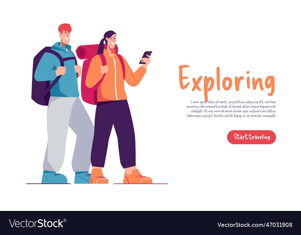 A couple of tourists Royalty Free Vector Image