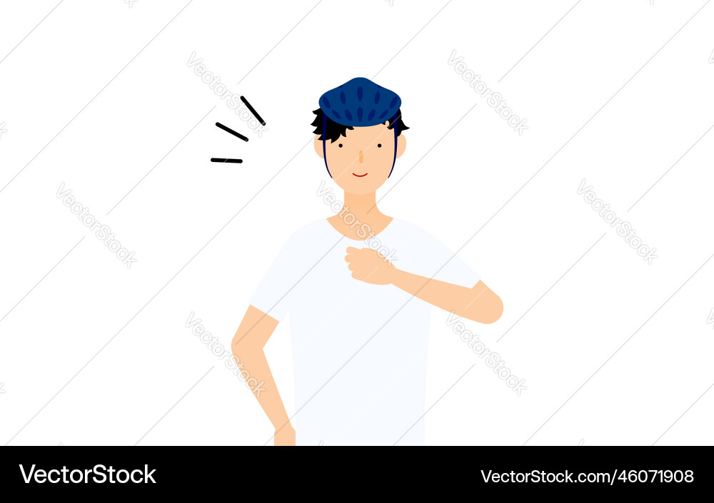A smiling male skater tapping his chest Royalty Free Vector