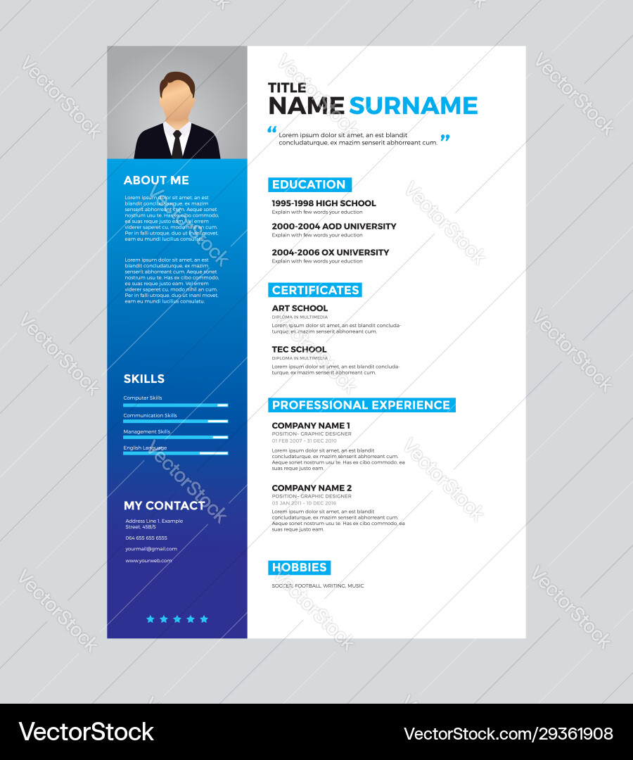 Cv template design Royalty Free Vector Image - VectorStock