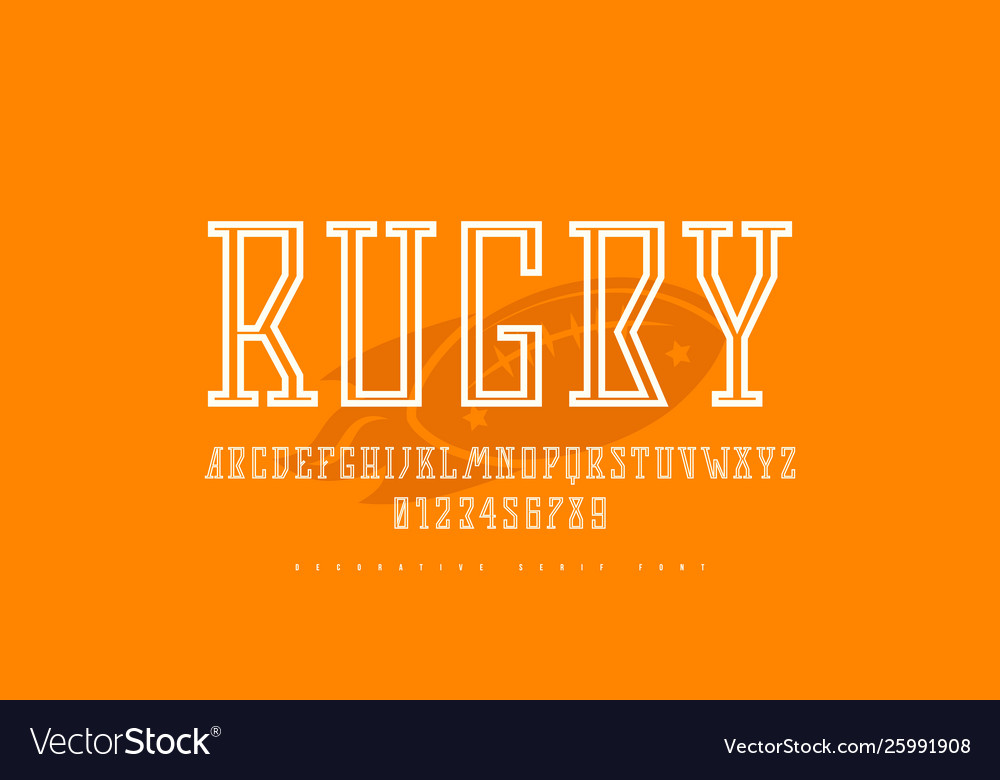 Decorative narrow slab serif font Royalty Free Vector Image Decorative narrow slab serif font Royalty Free Vector Image