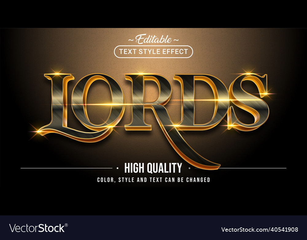 Editable text style effect - lords text style Vector Image