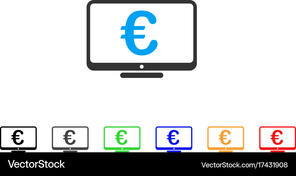 Euro monitor icon Royalty Free Vector Image - VectorStock