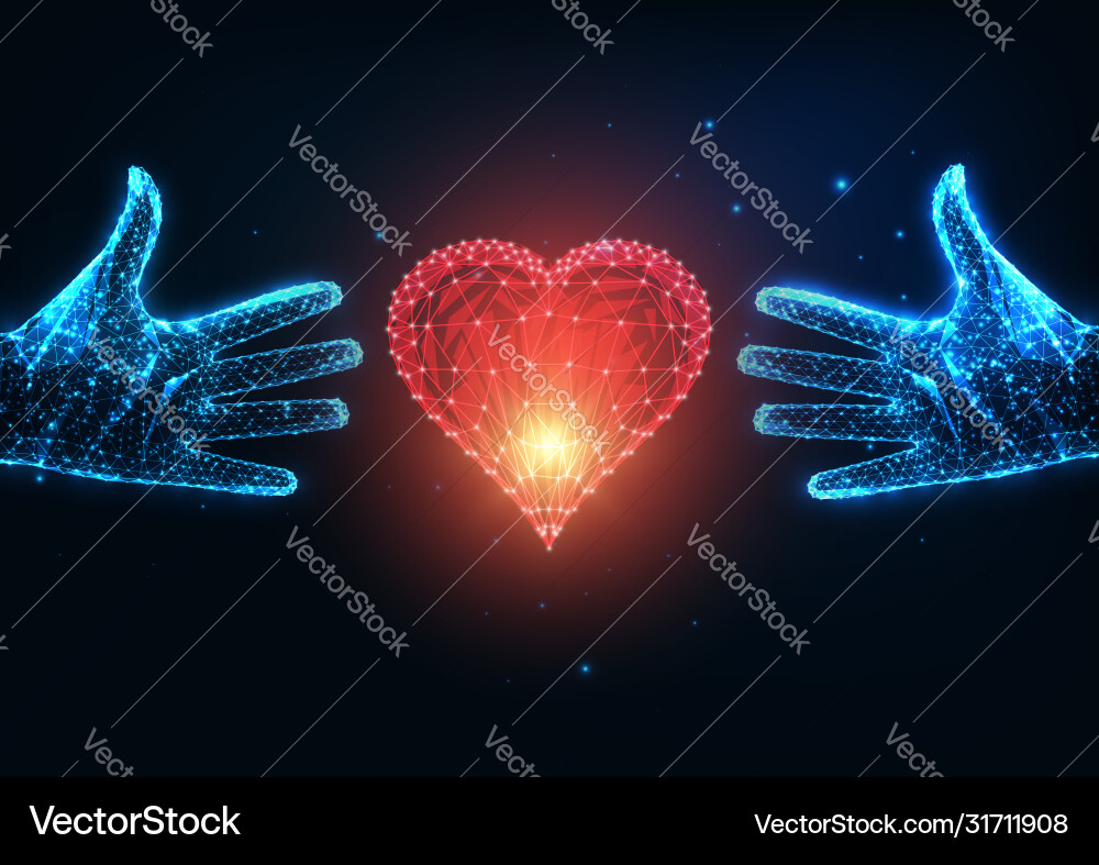 Futuristic love concept with glowing low polygonal