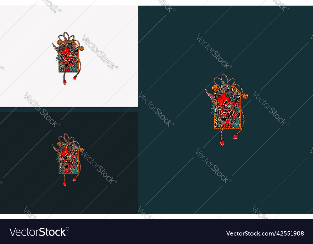 Head red devil flat design Royalty Free Vector Image