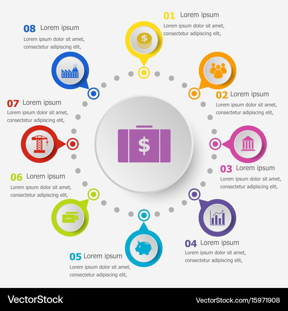 Infographic template with economy icons Royalty Free Vector