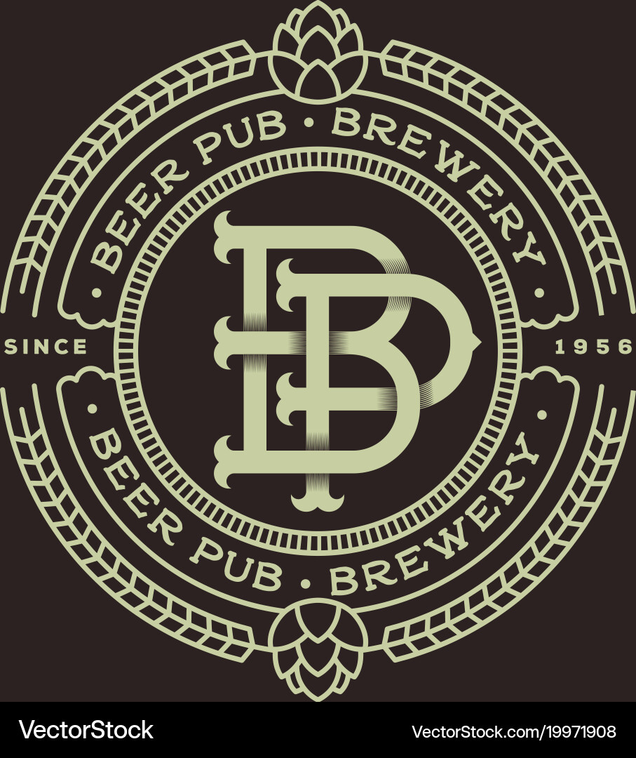 Logo beer pub b and p emblem Royalty Free Vector Image