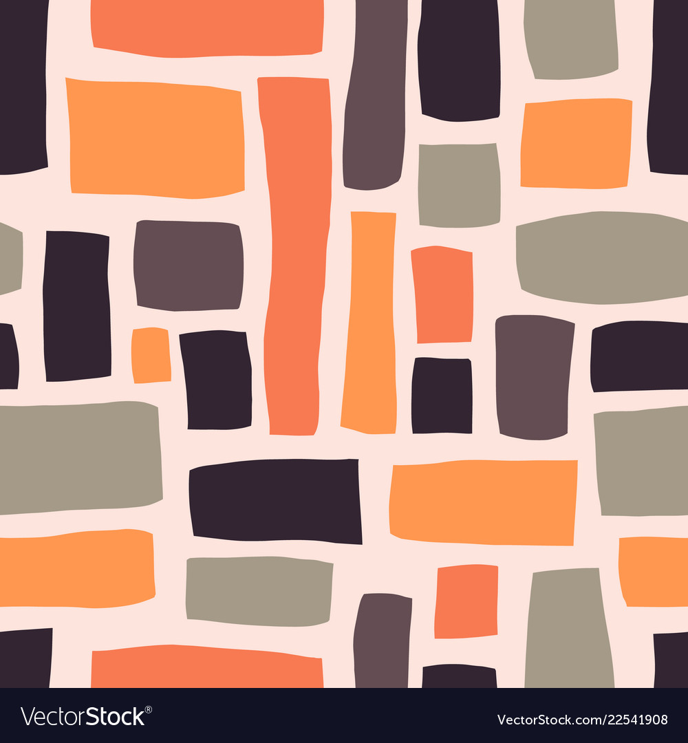 Rectangle shapes hand drawn seamless pattern Vector Image