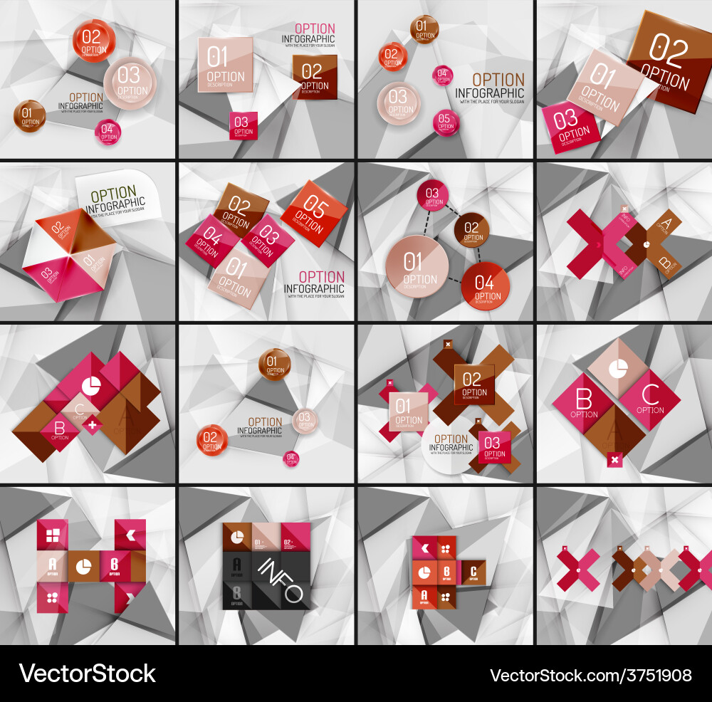 Set of business geometric option steps Royalty Free Vector