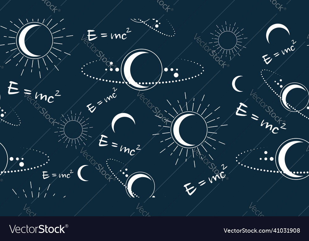 Space seamless pattern with physical formula Vector Image
