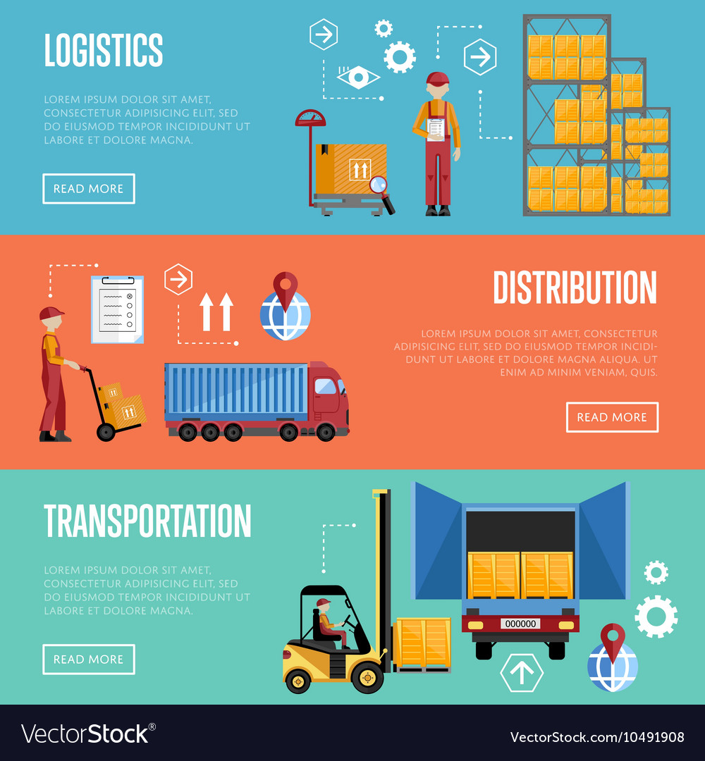 Warehouse process infographics banners Royalty Free Vector