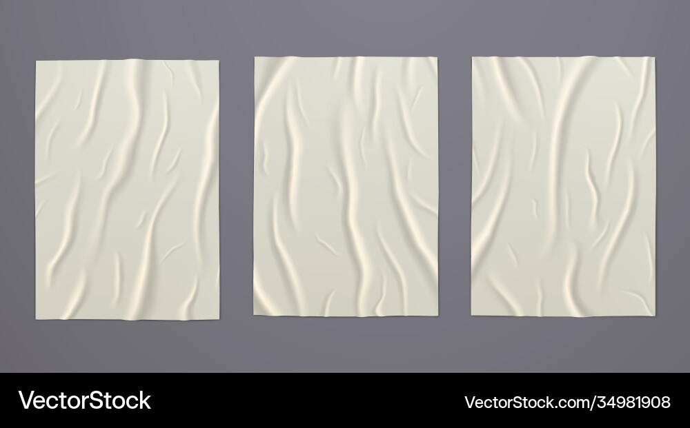 Wet glued paper with crumpled wrinkled texture Vector Image