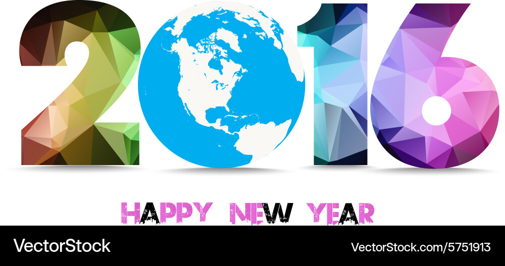 2016 happy new year globe and geometrical Vector Image