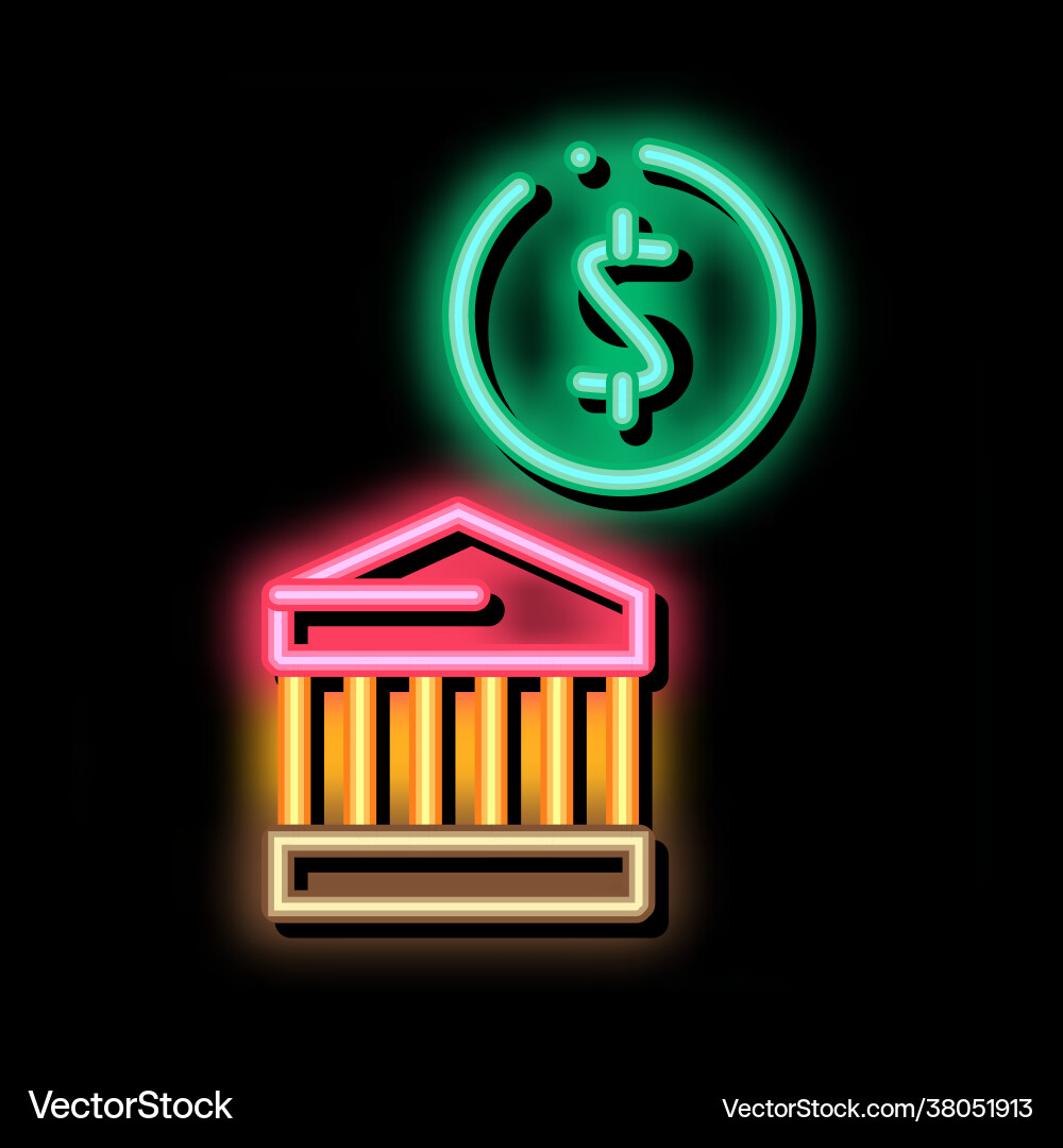 Building coin neon glow icon Royalty Free Vector Image