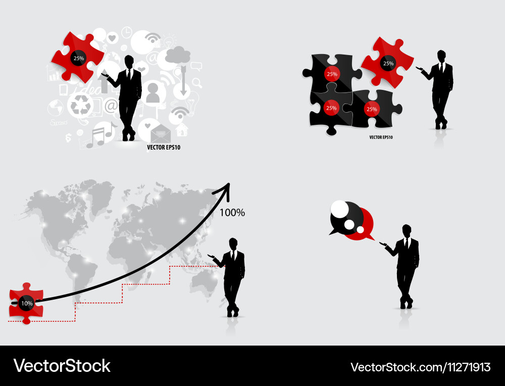 Business concept with businessman graph puzzle Vector Image