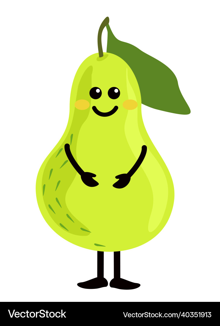 Cartoon cute pear character design icon Royalty Free Vector