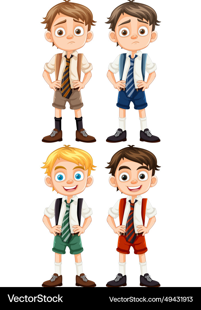 Cute boy student cartoon character in school Vector Image
